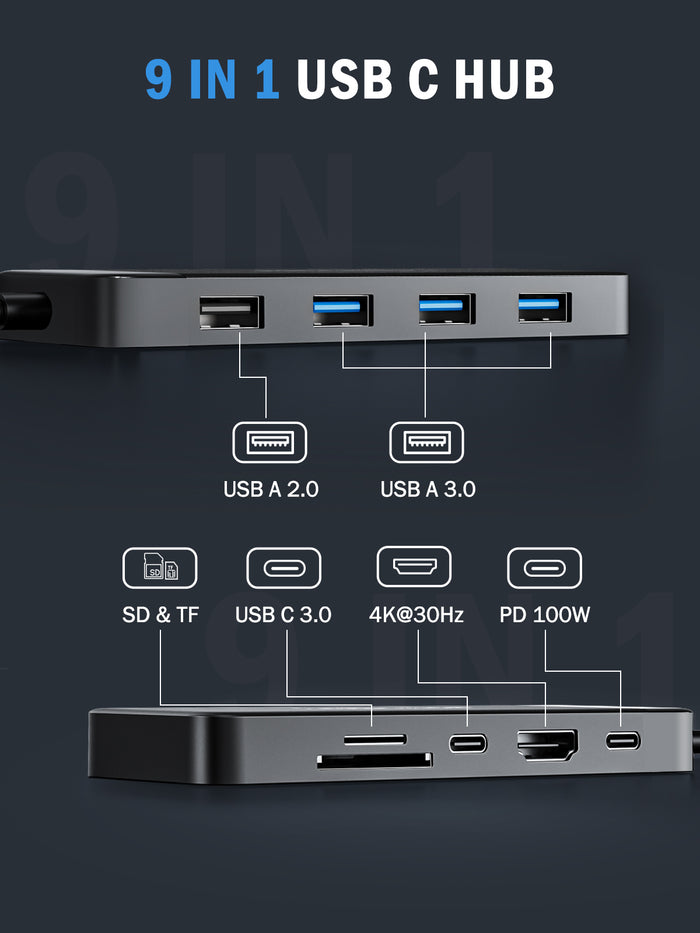 Lemorele 9 In 1 Usb C Hub Multiport Adapter 【tc92】