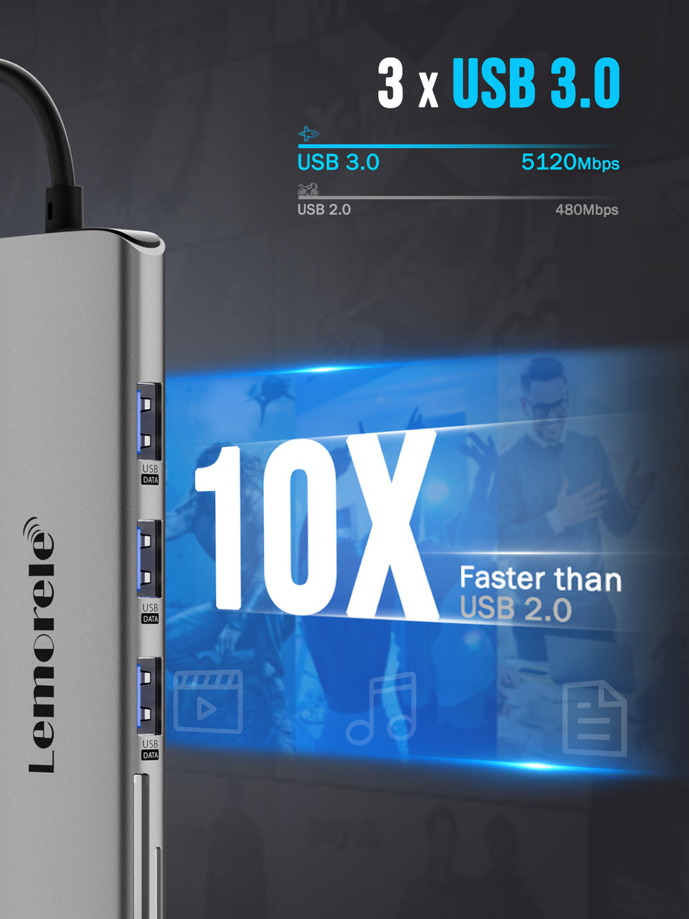 Lemorele USB C Multiport Adapter 8 in 1 【#TC38】